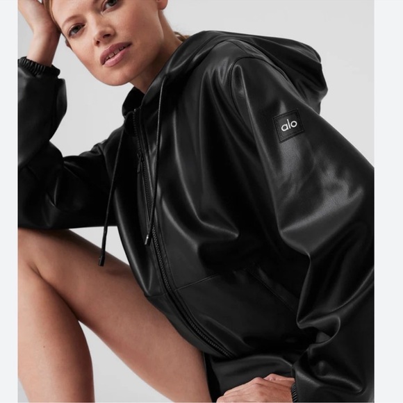 ALO Yoga | Jackets & Coats | Alo Yoga Womens Alo Power Hour Black Faux ...